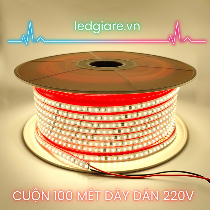 ĐÈN LED DÂY DÁN 220V 2835 CUỘN 100 MÉT - LED GIÁ RẺ